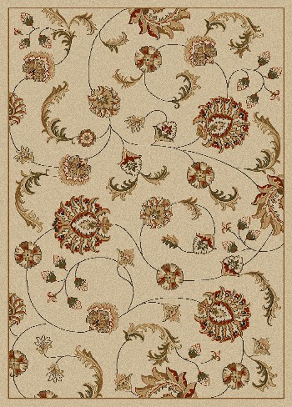Radici Usa Como Area Rug 1835 Transitional Ivory Vines Swirls 3' 3" x 4 ...