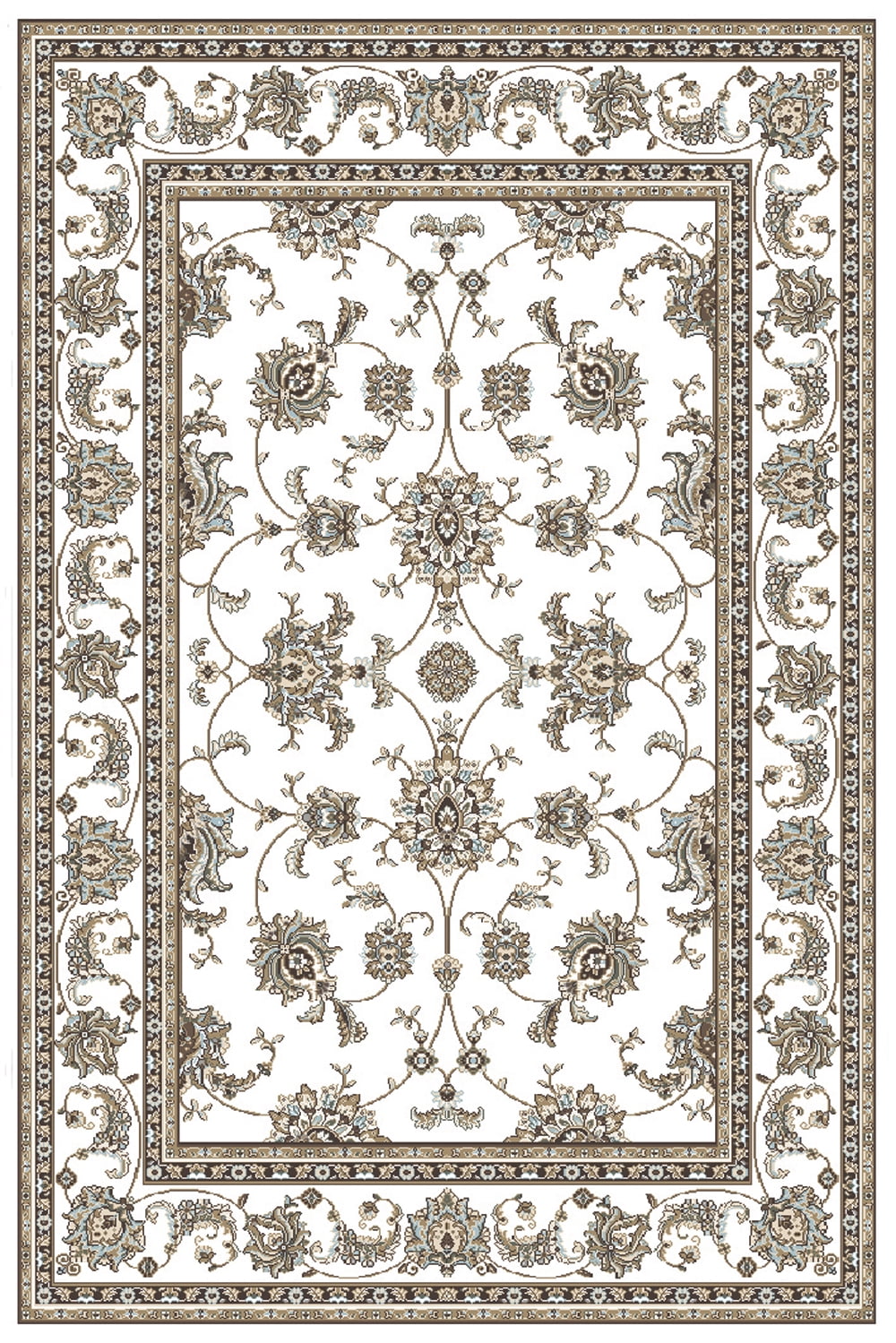 Radici Usa Pisa Area Rug 1780 Bone Bordered Vines 2' 2" x 7' 7 ...