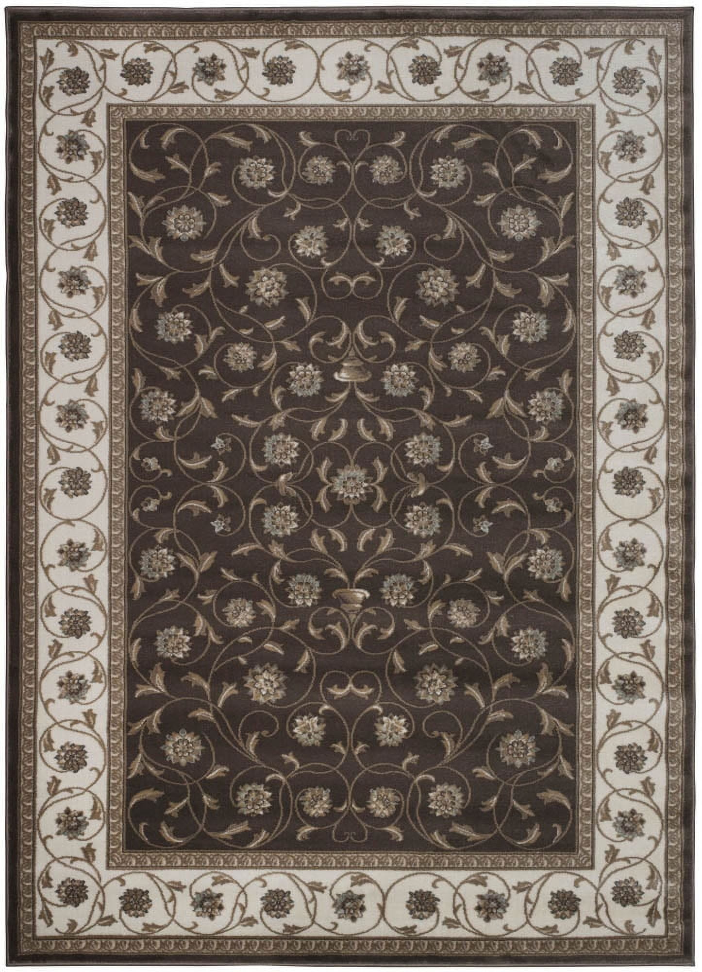 Radici Usa Pisa Area Rug 3743 Traditional Brown Petals Rings Floor ...