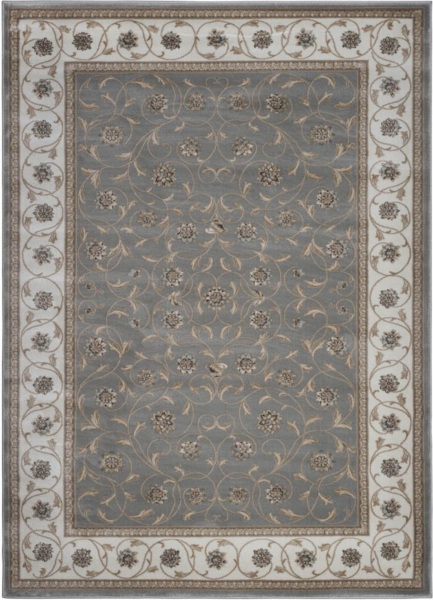 Radici Usa Pisa Area Rug 3743 Traditional Grey Scrolls Petals 2' 2" x 7 ...