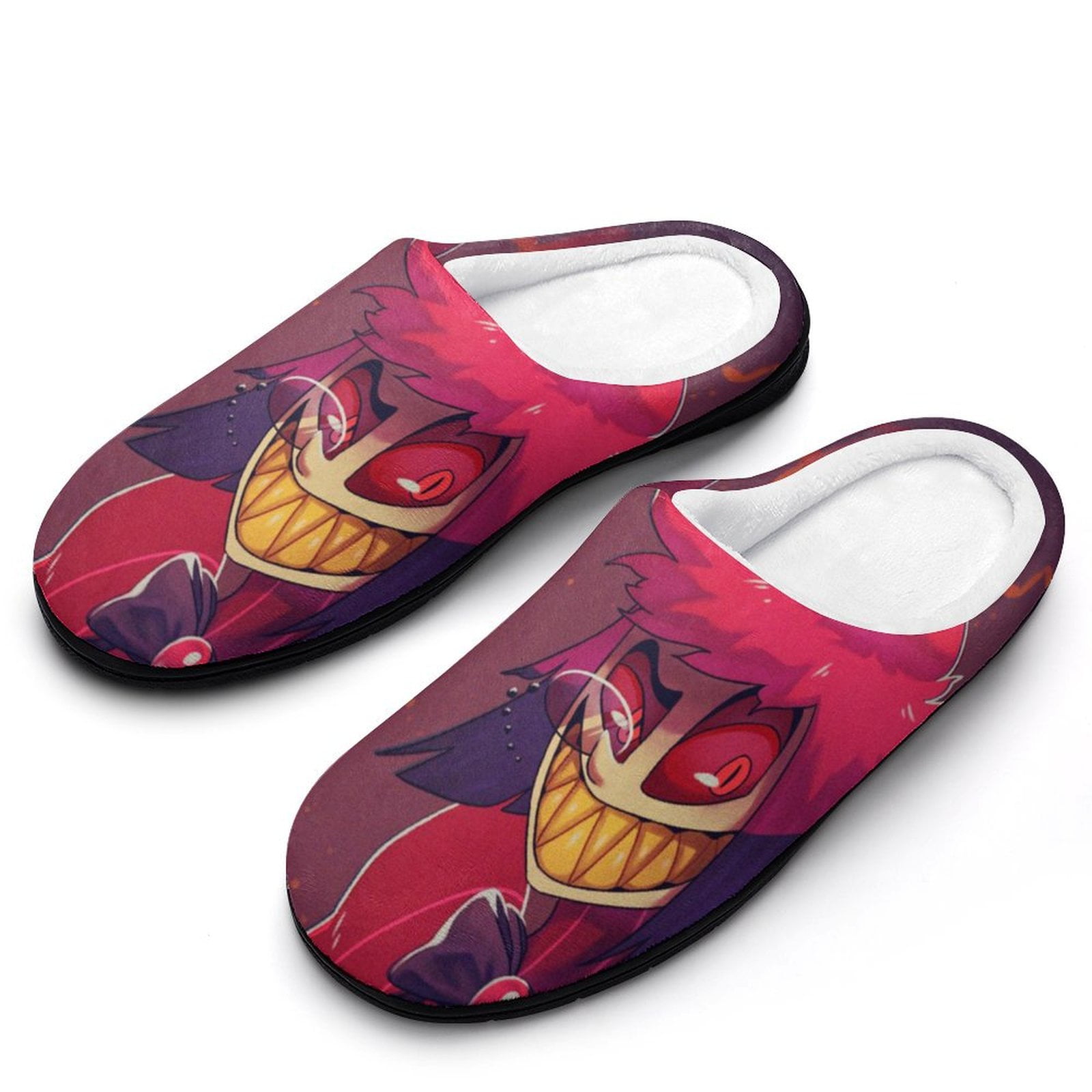 Radio Demon Alastor Hazbin Hotel Men's Fuzzy Slippers House Open Back ...