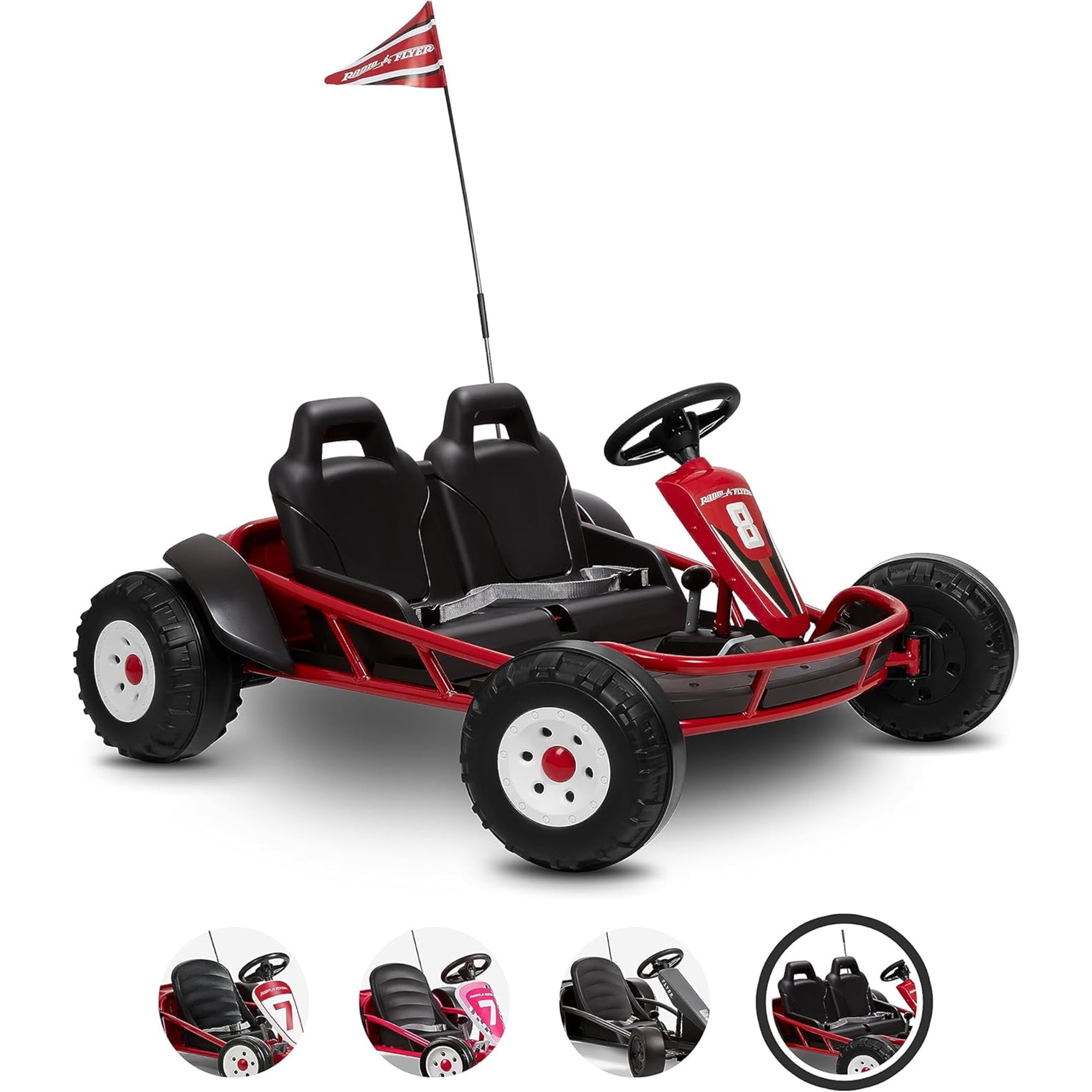 Radio Flyer Ultimate 24V Electric Go-Kart for Kids Ages 3-8, 2-Seater ...