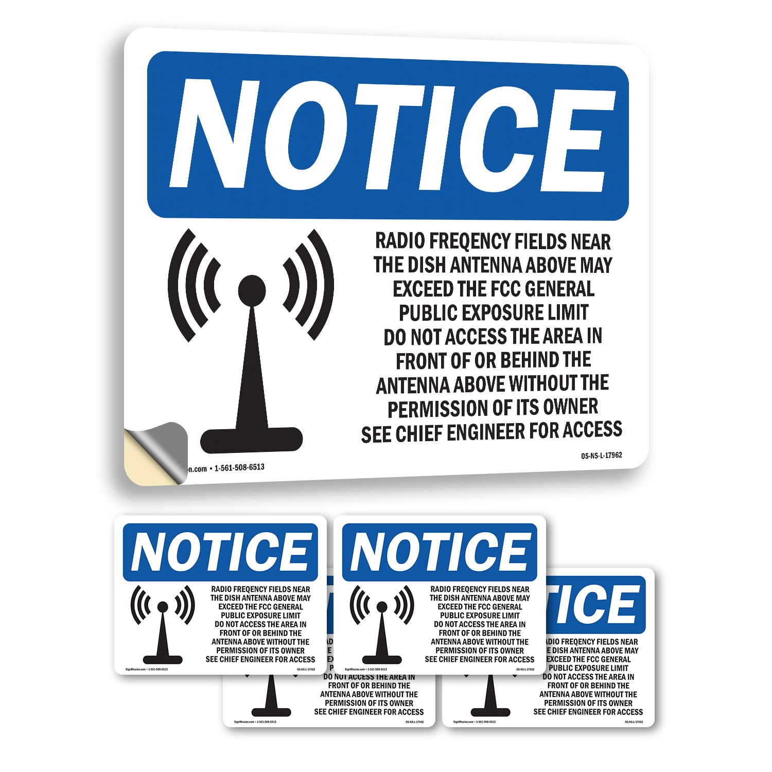 Radio Frequency Fields Near With Symbol OSHA Notice Vinyl Decal Label ...