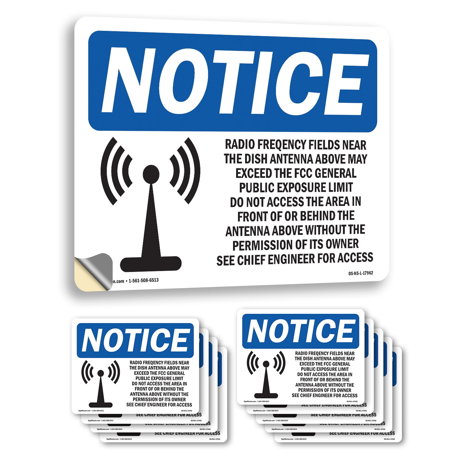 Radio Frequency Fields Near With Symbol OSHA Notice Vinyl Decal Label ...