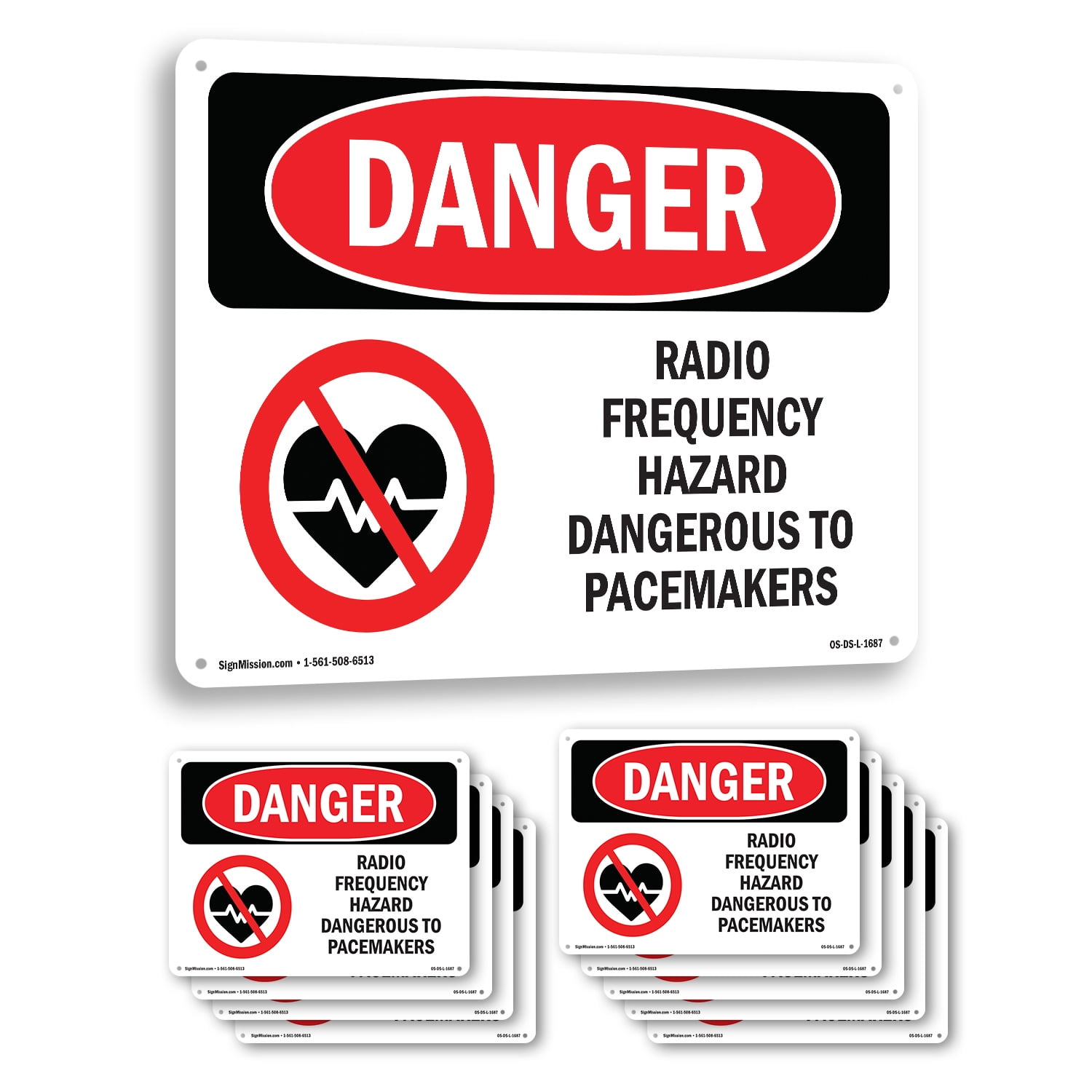 Radio Frequency Hazard Dangerous Pacemaker OSHA Danger Aluminum Sign 10 ...