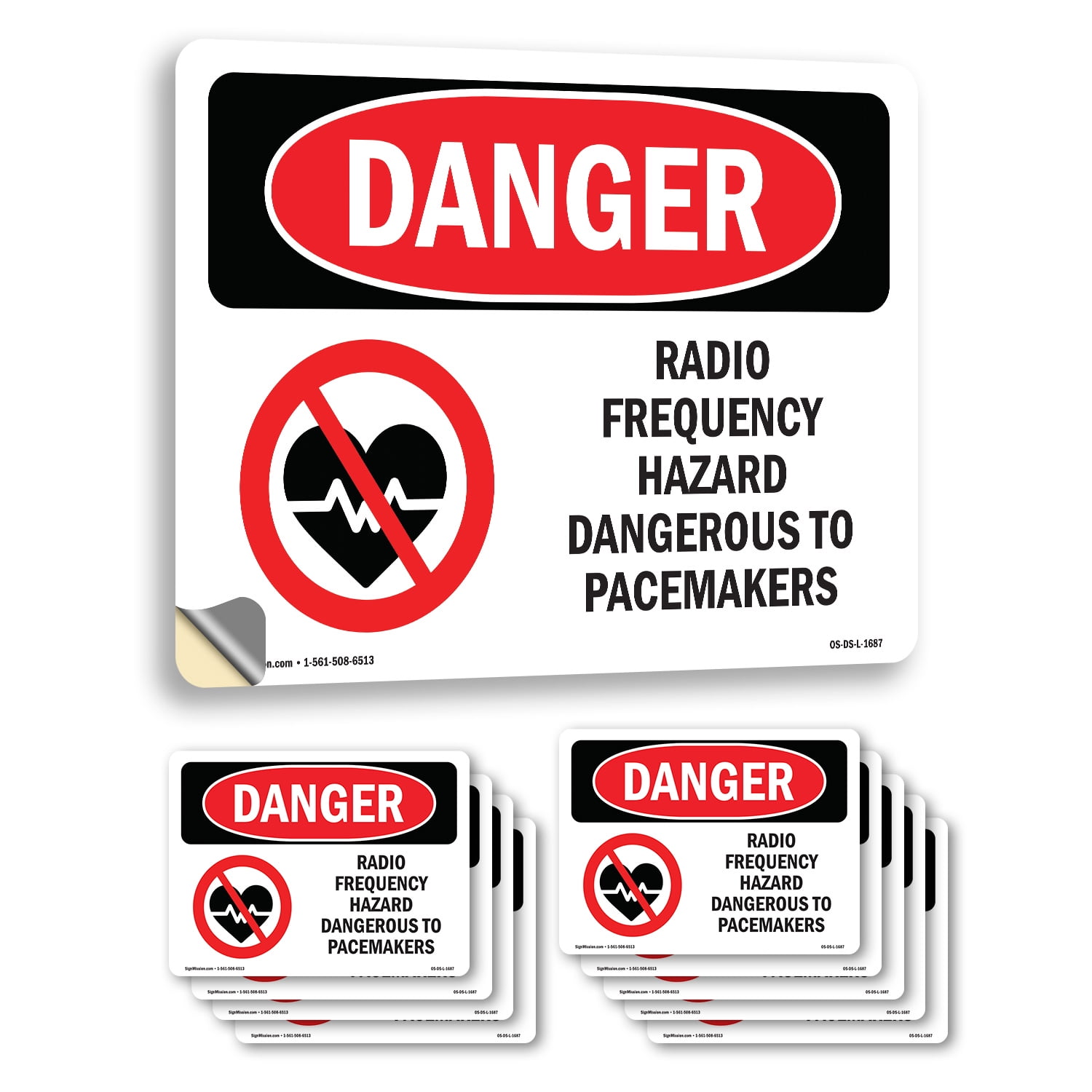 Radio Frequency Hazard Dangerous Pacemaker OSHA Danger Vinyl Decal ...