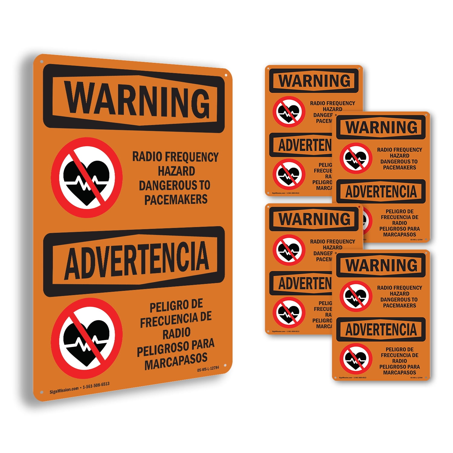 Radio Frequency Hazard Dangerous Pacemaker OSHA WARNING Rigid Plastic ...