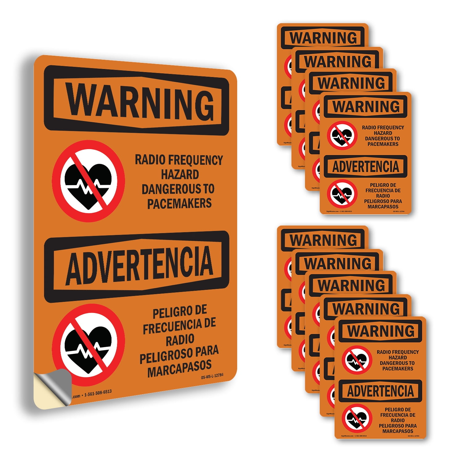 Radio Frequency Hazard Dangerous Pacemaker OSHA WARNING Vinyl Decal ...