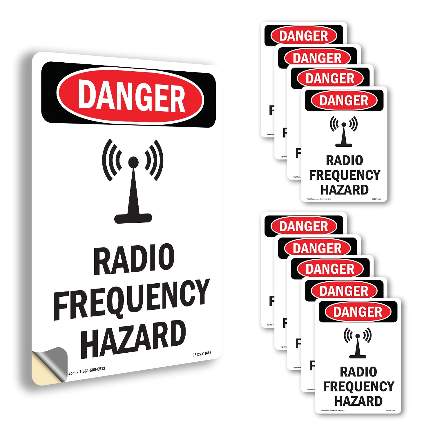 Radio Frequency Hazard OSHA Danger Vinyl Decal Label 24 Inch x 18 Inch ...