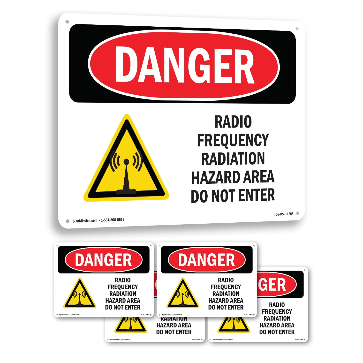 Radio Frequency Radiation Hazard Area OSHA Danger Aluminum Sign 10 Inch ...