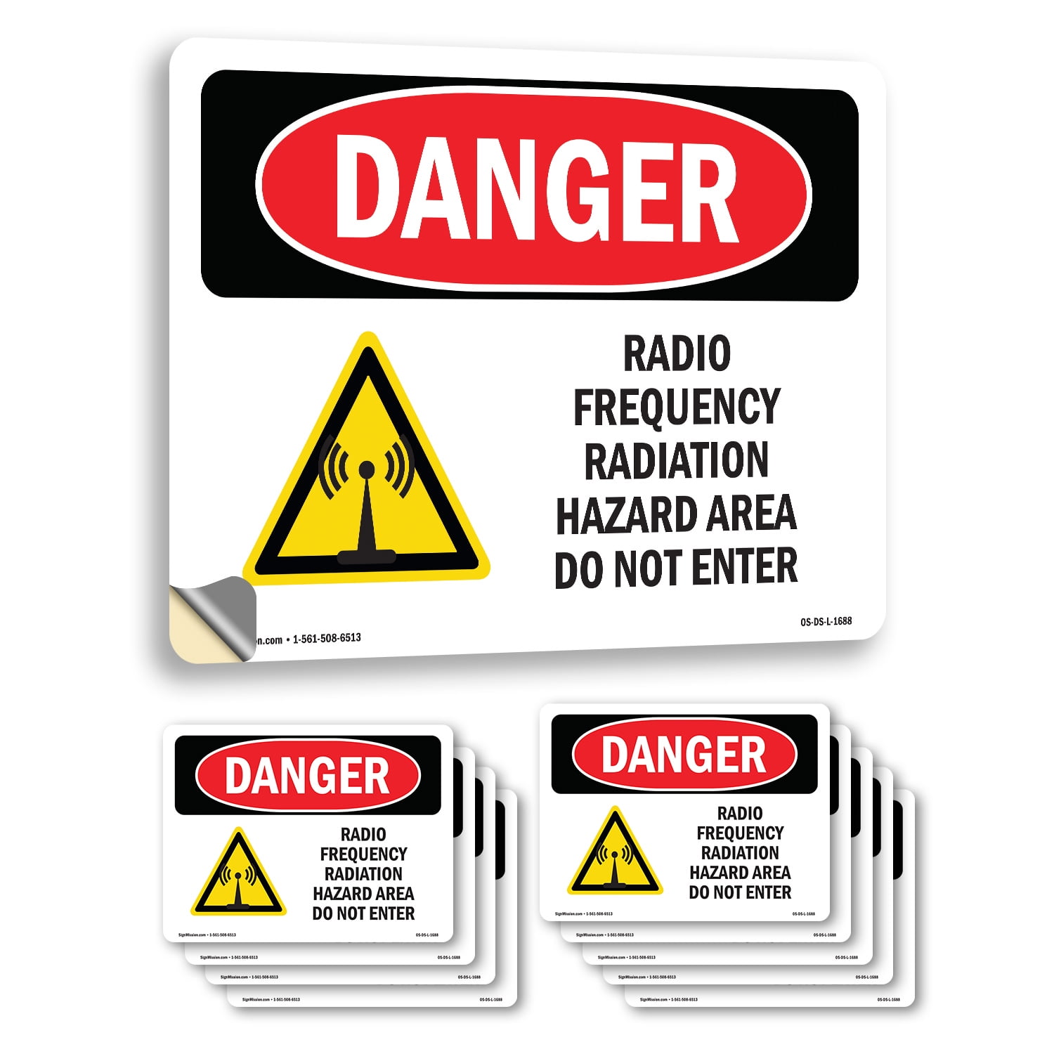 Radio Frequency Radiation Hazard Area OSHA Danger Vinyl Decal Label 10 ...