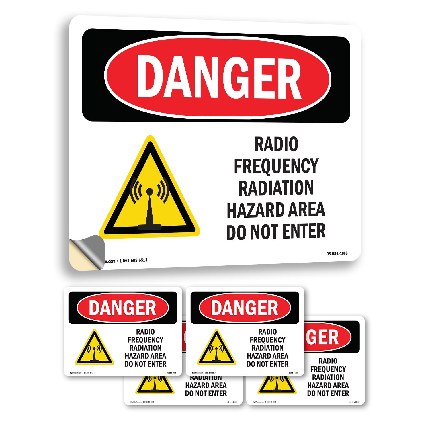 Radio Frequency Radiation Hazard Area OSHA Danger Vinyl Decal Label 18 ...