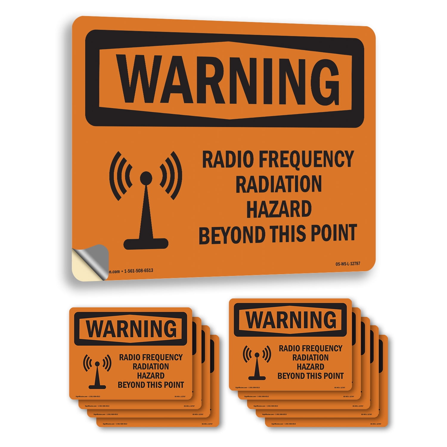 Radio Frequency Radiation Hazard Area OSHA WARNING Vinyl Decal Label 18 ...