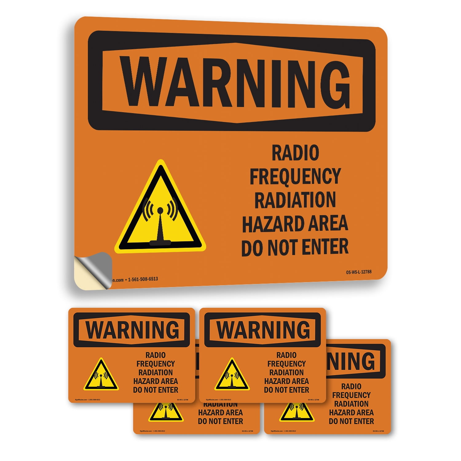 Radio Frequency Radiation Hazard Area OSHA WARNING Vinyl Decal Label 18 ...