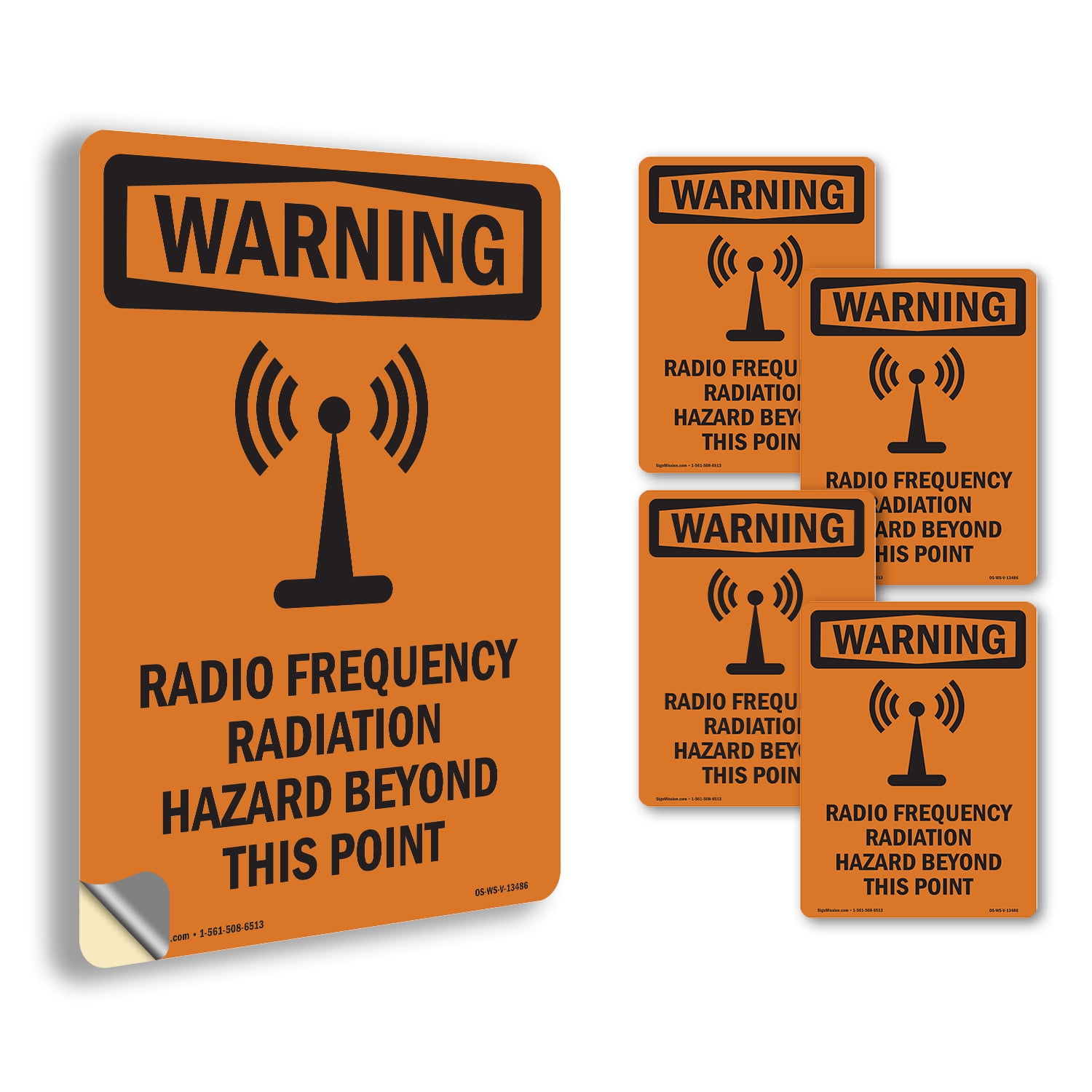 Radio Frequency Radiation With Symbol OSHA WARNING Vinyl Decal Label 10 ...
