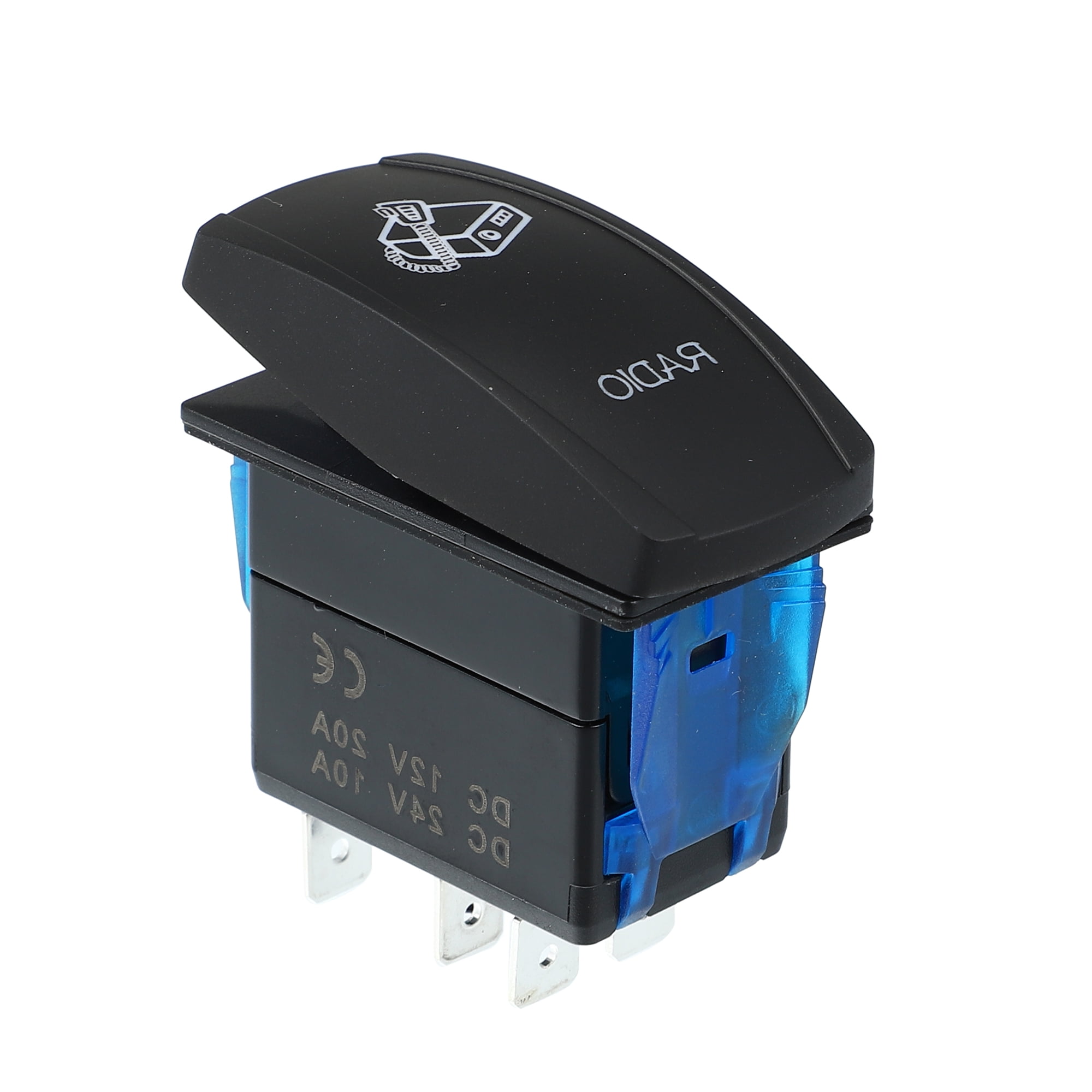 Radio Rocker Switch 5Pin On-Off Blue LED Light 12V/24V Switch Jumper ...