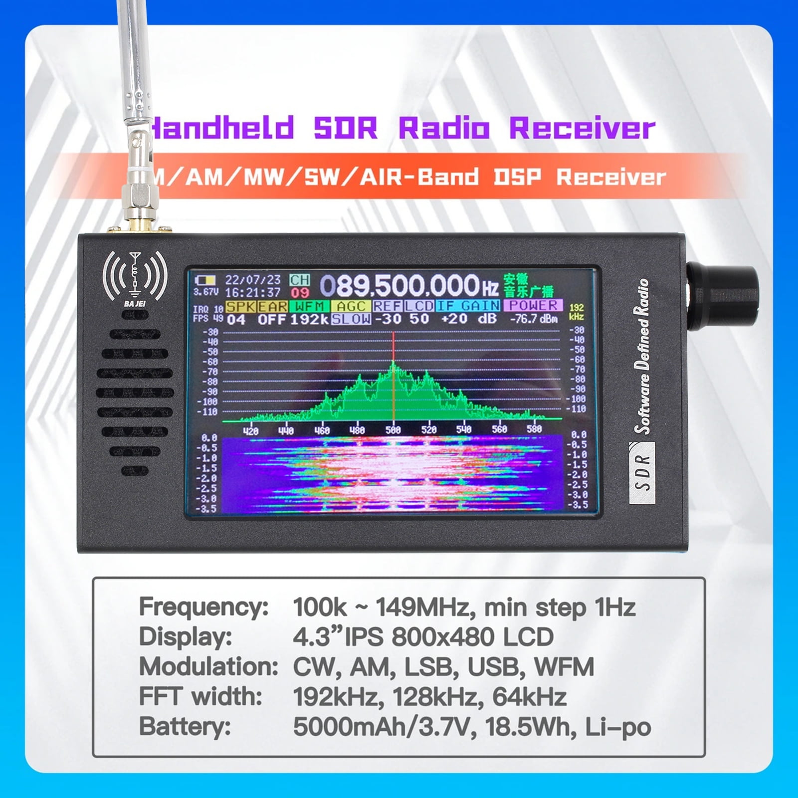 Radio SDR DSP Digital Demodulation Short Wave FM MW SSB CW HAM Radio Receiver - Walmart.com