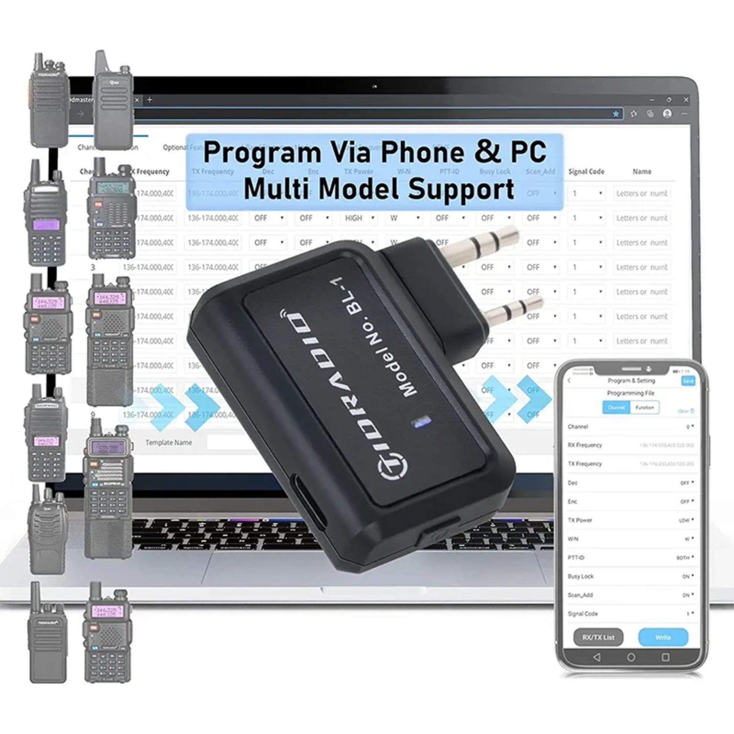 Radio Wireless Programmer Phone APP Programming Walkie Talkie Multiple ... Radio Wireless Programmer Phone APP Programming Walkie Talkie Multiple ...