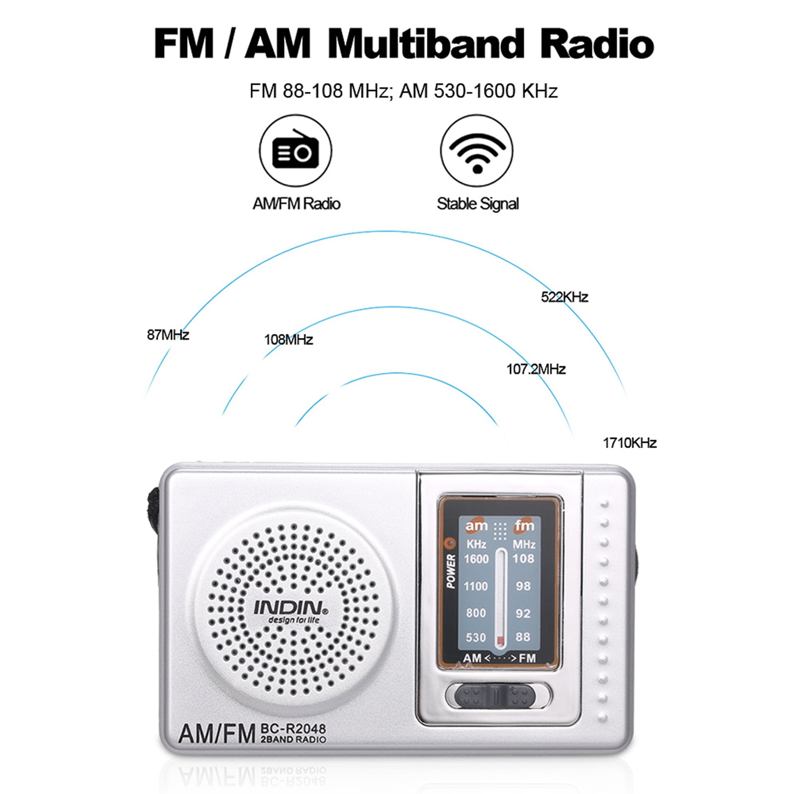 Radio set,Antenna Bc-r2048 Am Am Radio Silver Radio Receiver Portable ...