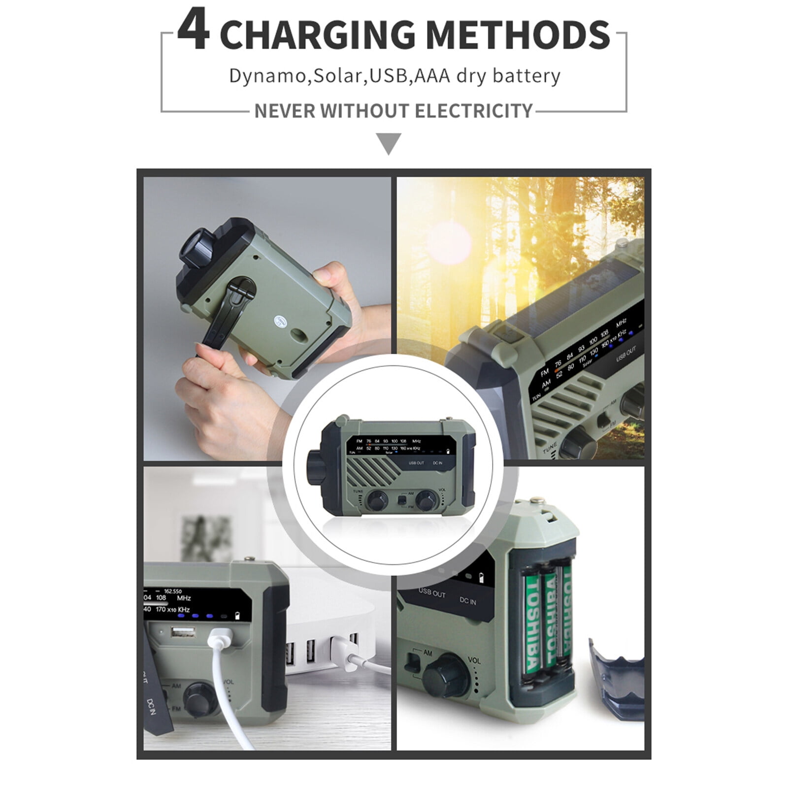 Radio set, Lamp Solar Battery U-sb Output Radio Led Sos Radio Lamp Hand ...