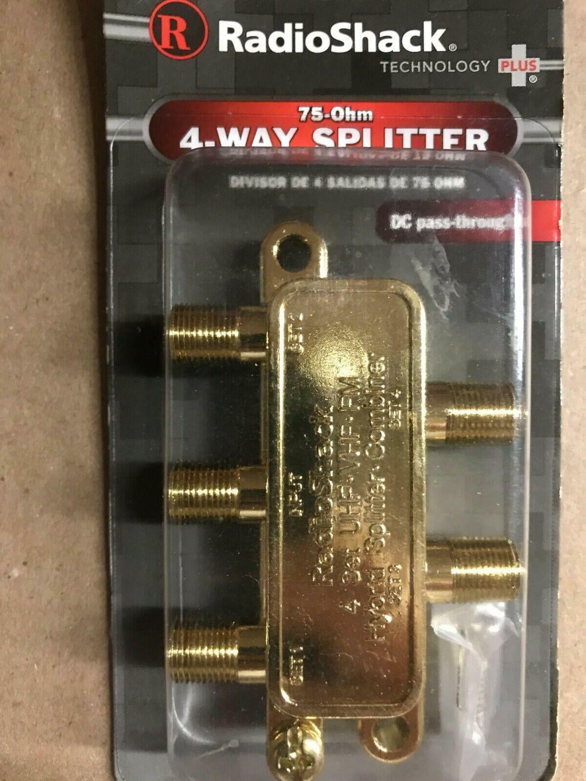 RadioShack - 75-Ohm Coaxial 4-Way Splitter - DC Pass Through - Gold ...