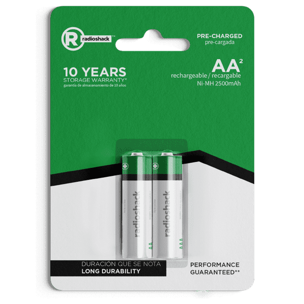 RadioShack AA Rechargeable Battery (2Pack) - Walmart Business Supplies