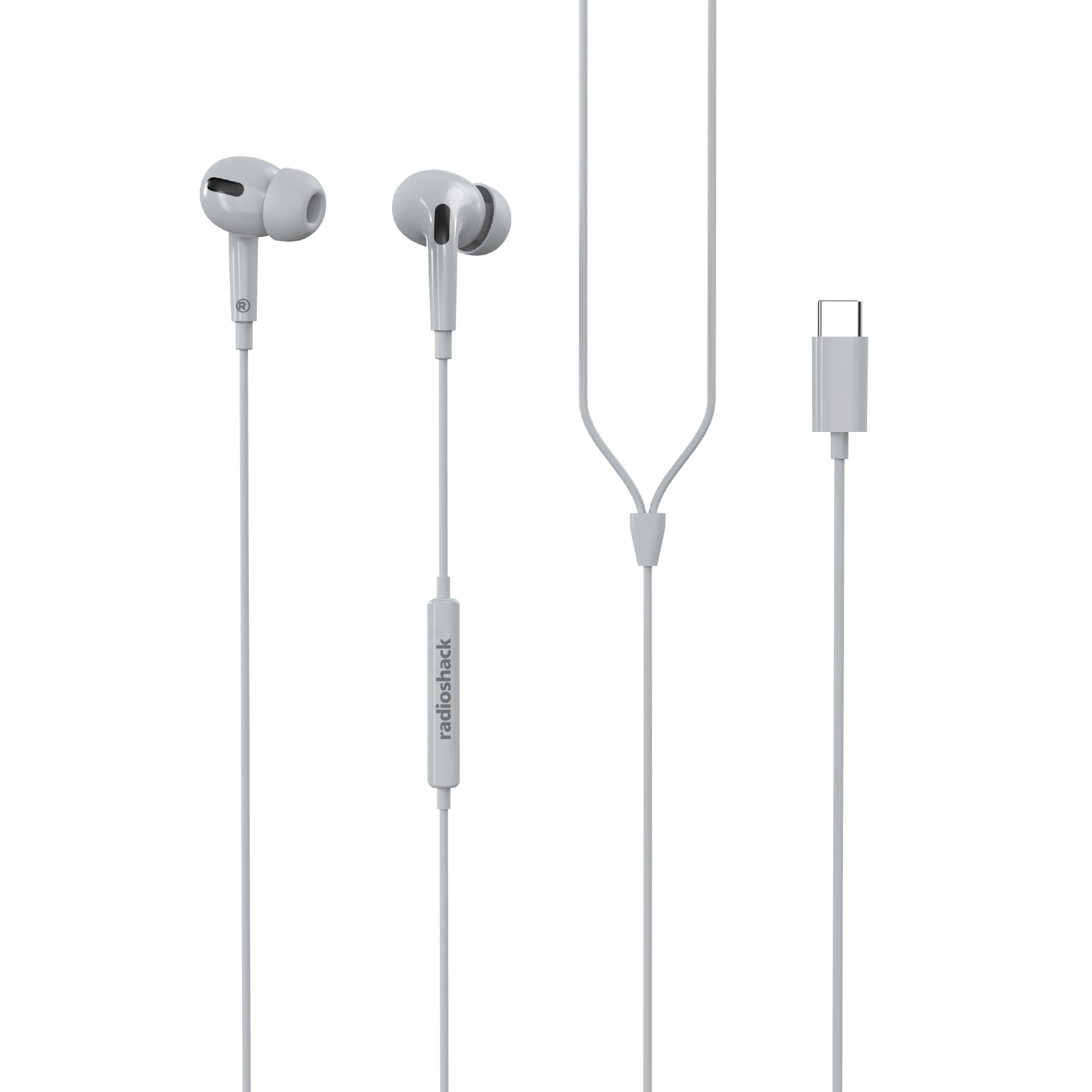 RadioShack Gray Round Stereo Headphones, Type-C, Built-in Microphone ...