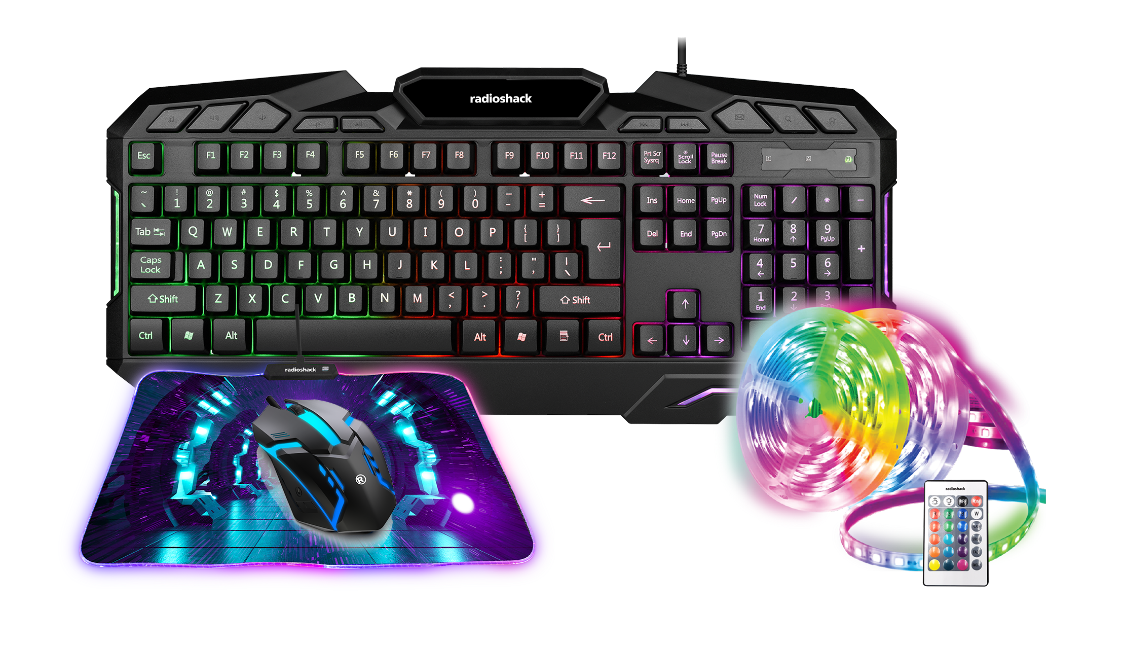 RadioShack Keyboard RGB Light Mouse and Mouse Pad Combo 2607062 ...