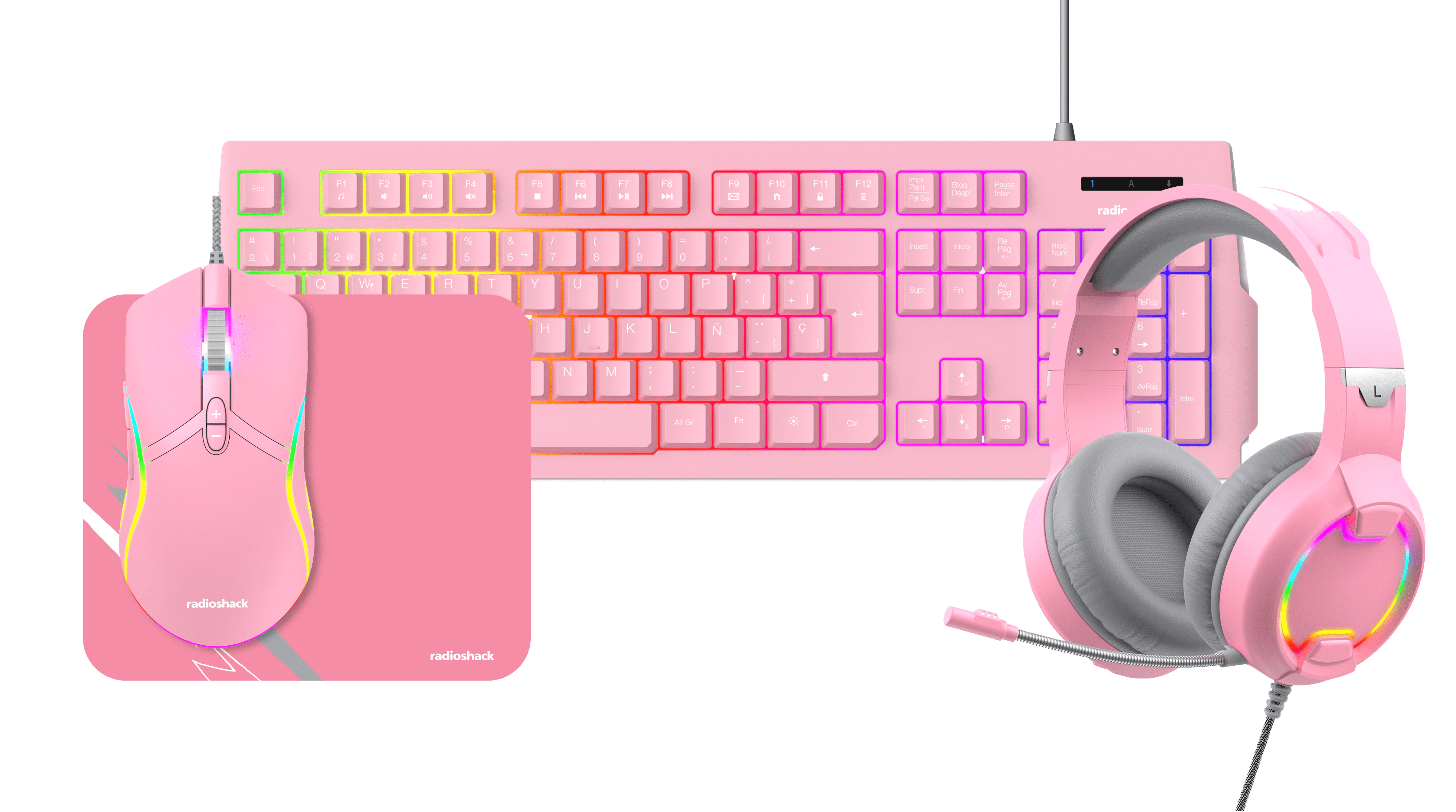 RadioShack Mistic RGB Gaming Combo – Keyboard (105 Keys), Backlit Mouse ...