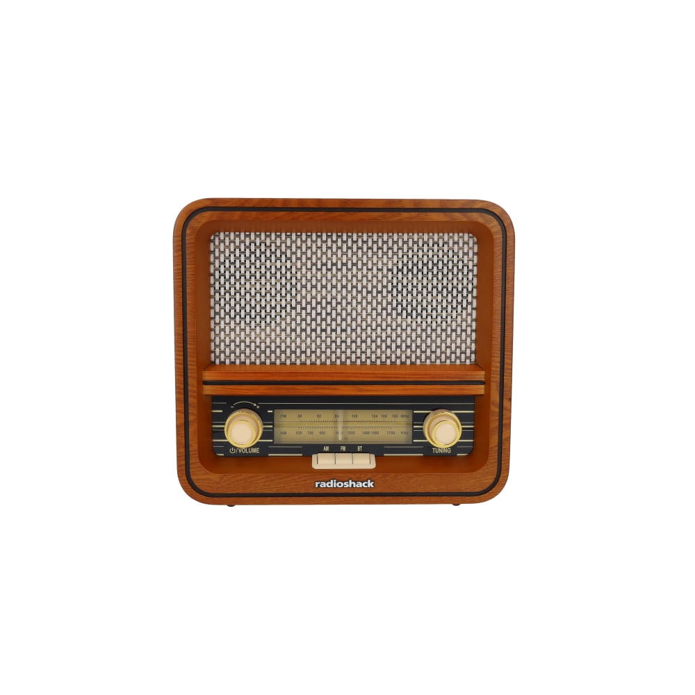 RadioShack Retro AM/FM Radio with Bluetooth, Dual 5W Speakers, Analog ...