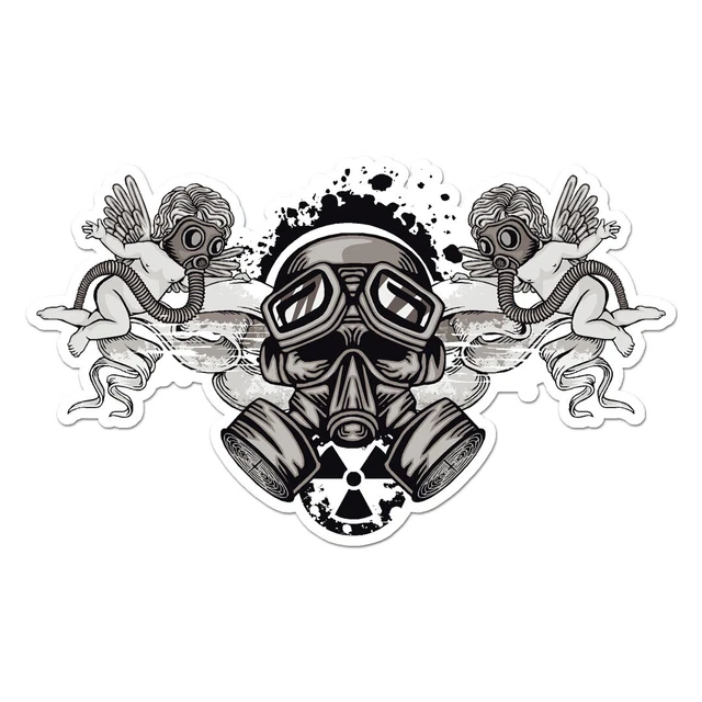 Radioactive Cherub Gas Mask Sticker Phone Decal Water Bottle Stickers ...
