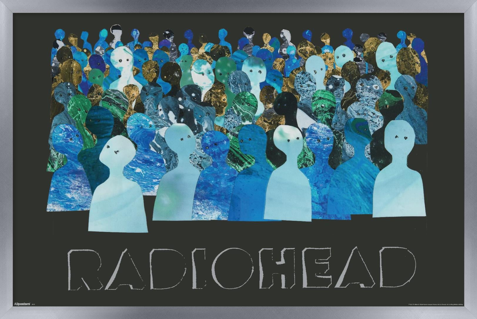 Radiohead - Blue Crowd Silhouettes Wall Poster, 22.375" x 34" Framed ...