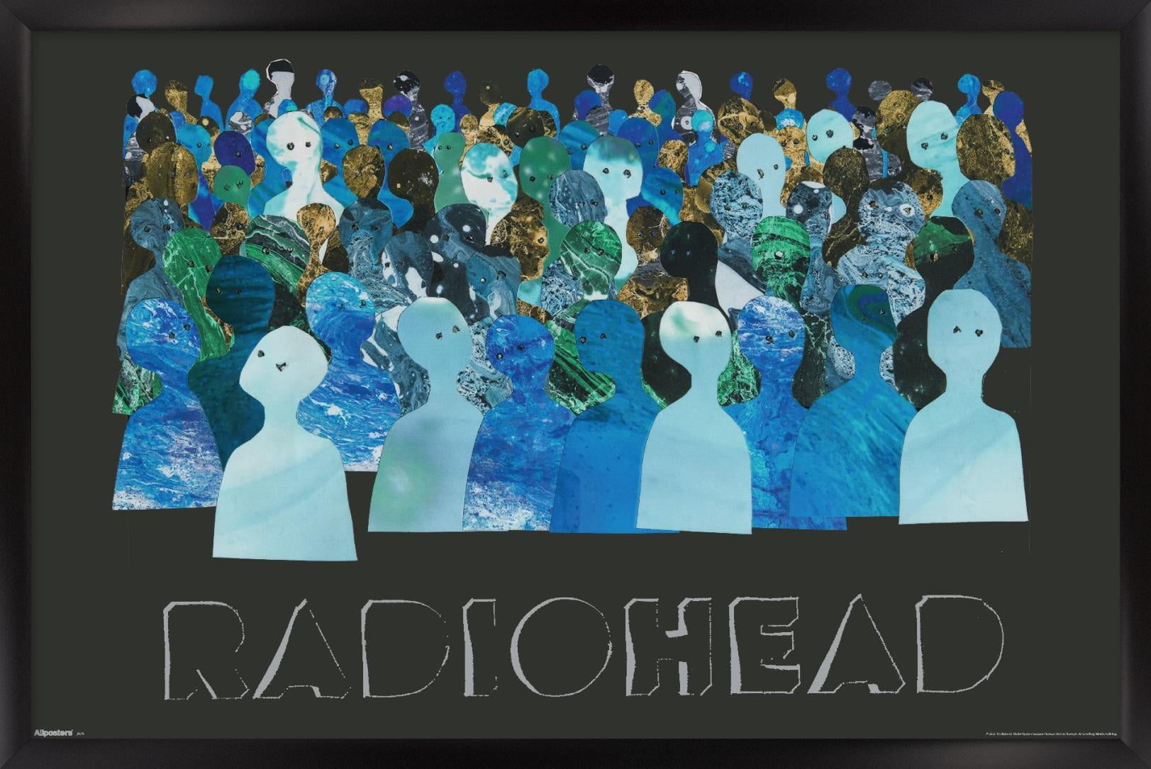 Radiohead - Blue Crowd Silhouettes Wall Poster, 22.375" x 34" Framed ...