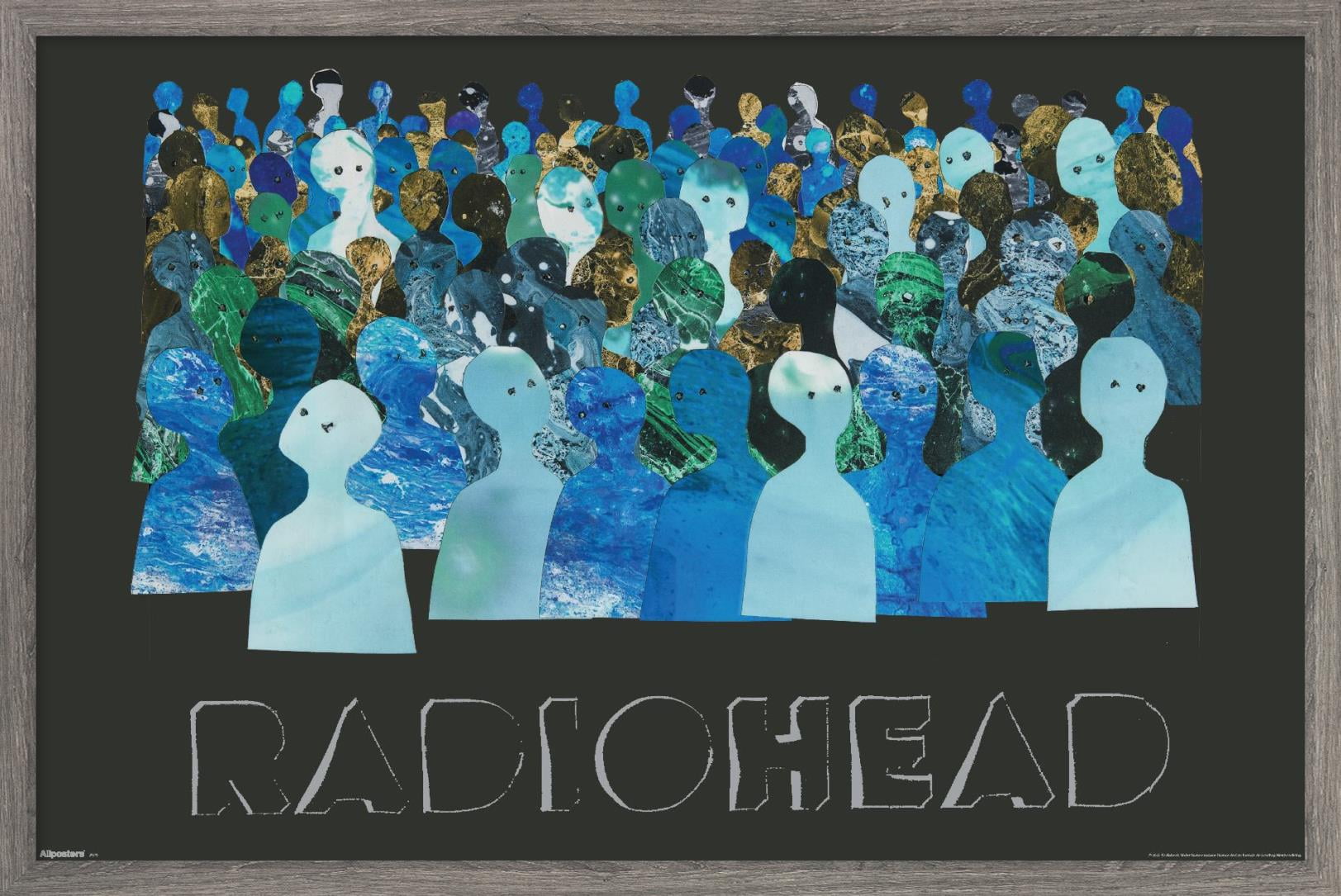 Radiohead - Blue Crowd Silhouettes Wall Poster, 22.375" x 34" Framed ...