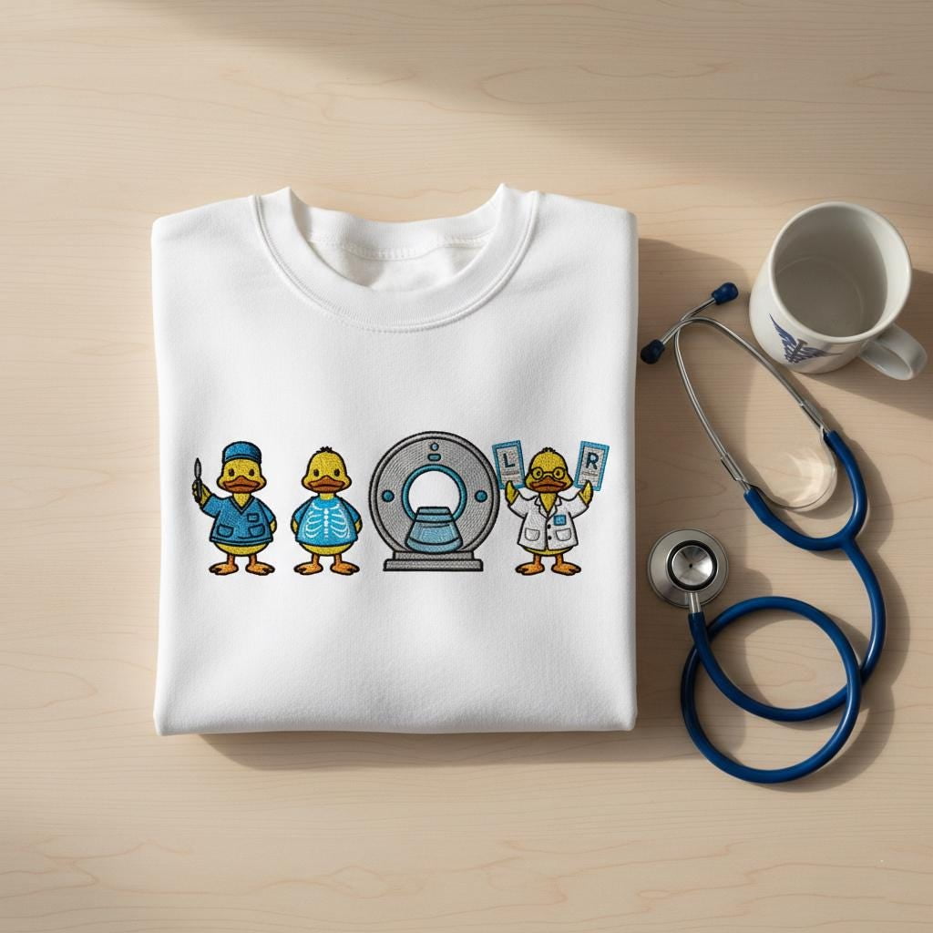 Radiology Duck Team Embroidered Sweatshirt, MRI X-Ray Surgeon Rad Tech ...