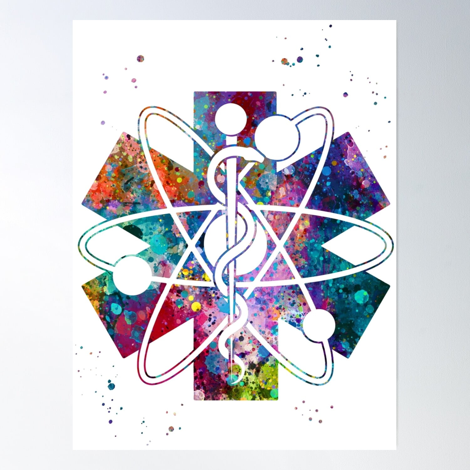 Radiology Nuclear Medicine Symbol Star Of Life And Atom Poster Wall Art ...