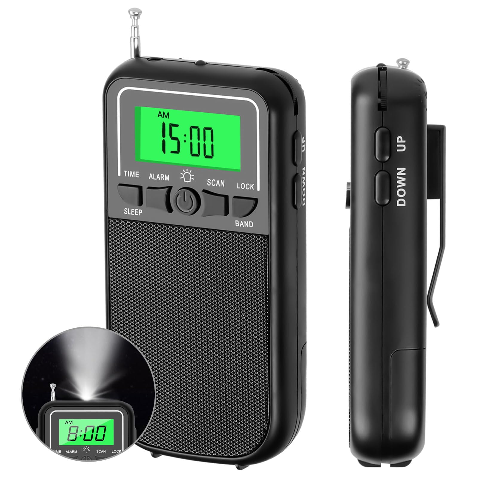 Radios Portable AM FM SW, Portable Radio with LED Flashlight, 2AA ...