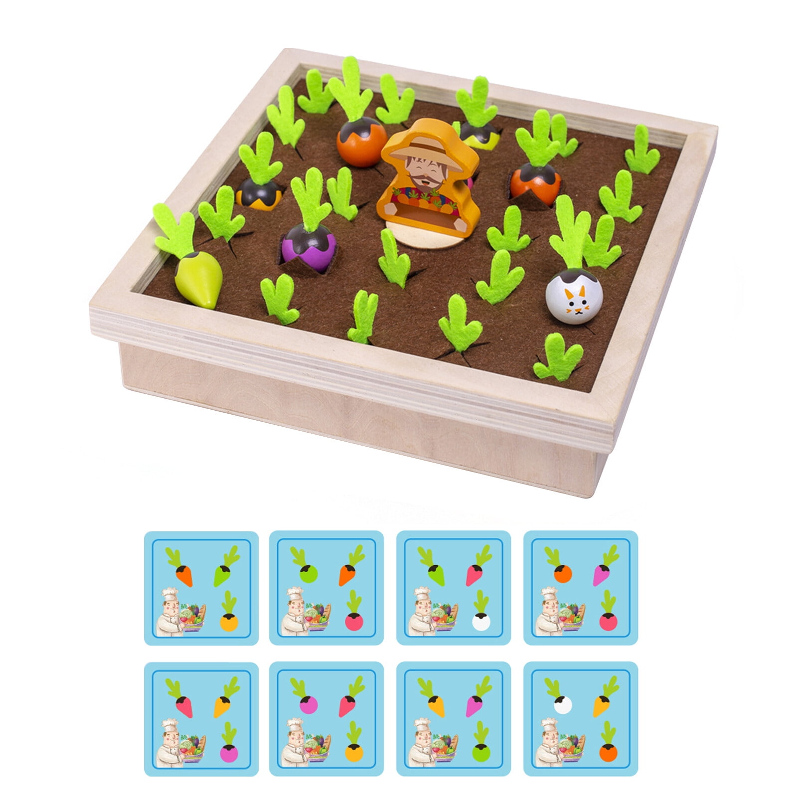 Radish Memory Game Wooden Vegetable Memory Game Set Color & Shape ...