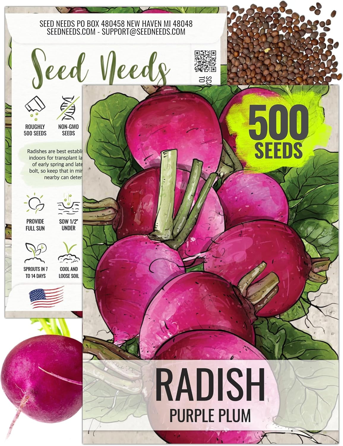 Radish Seeds for Planting Purple Plum Radishes - Non-GMO Heirloom & Untreated - Grow a Home ...