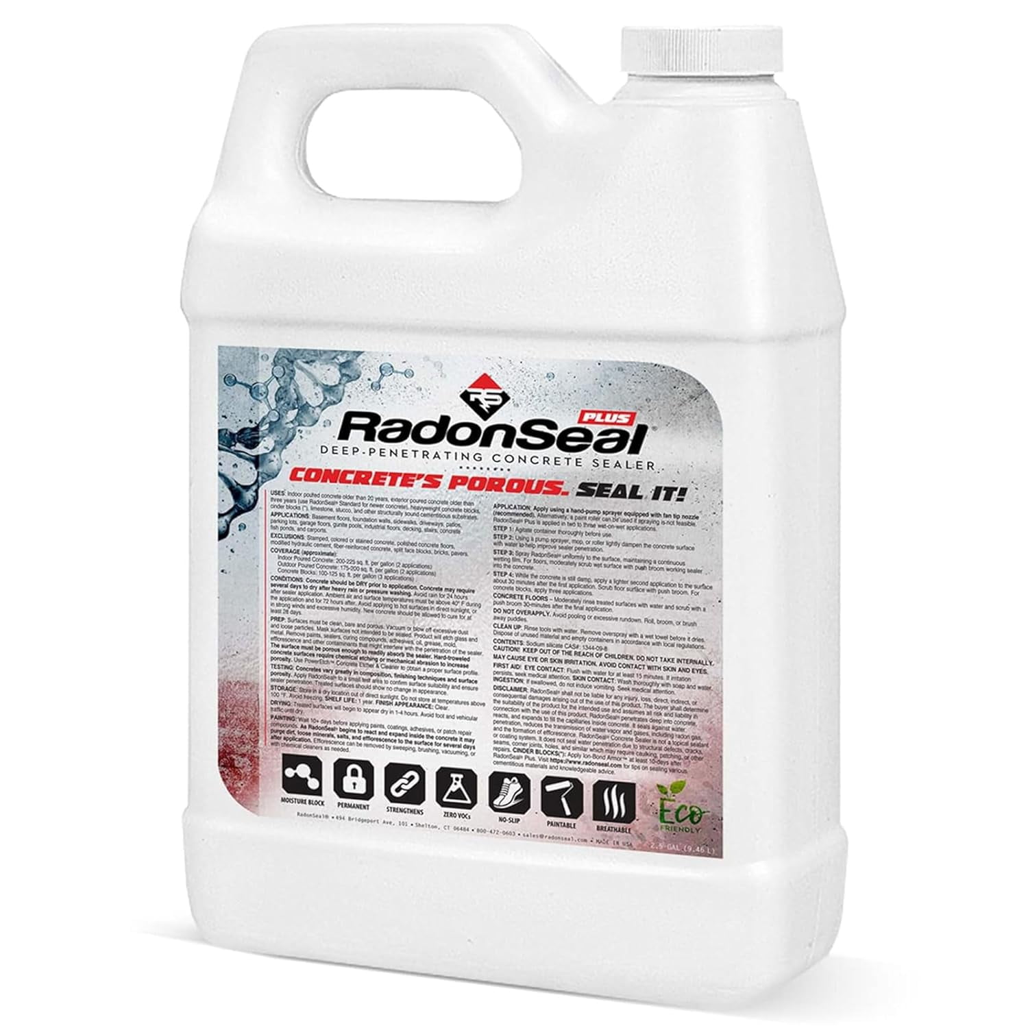 RadonSeal Plus Deep-Penetrating Concrete Sealer, Basement Waterproofing ...