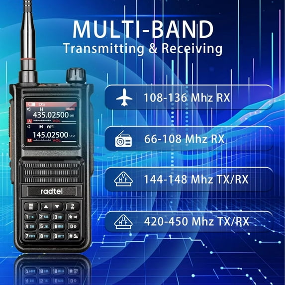 Radtel RT-470X Multi-Bands Ham Radio + Programming cable+Speaker Mic ...