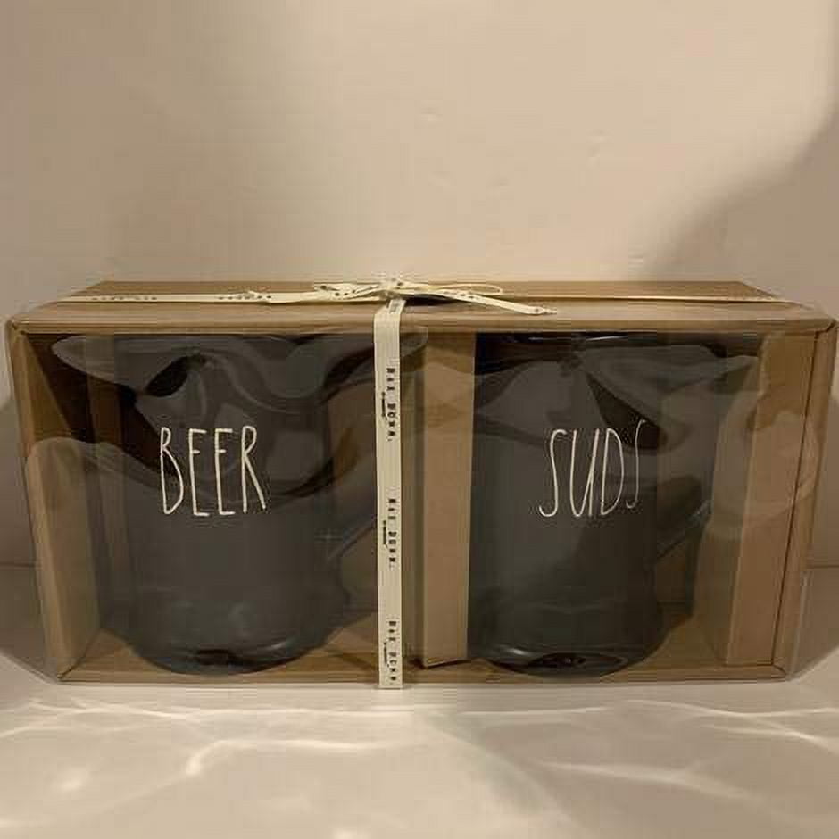 Rae Dunn BEER & SUDS Mug Cup Set of 2 - Black ceramic - Walmart.com