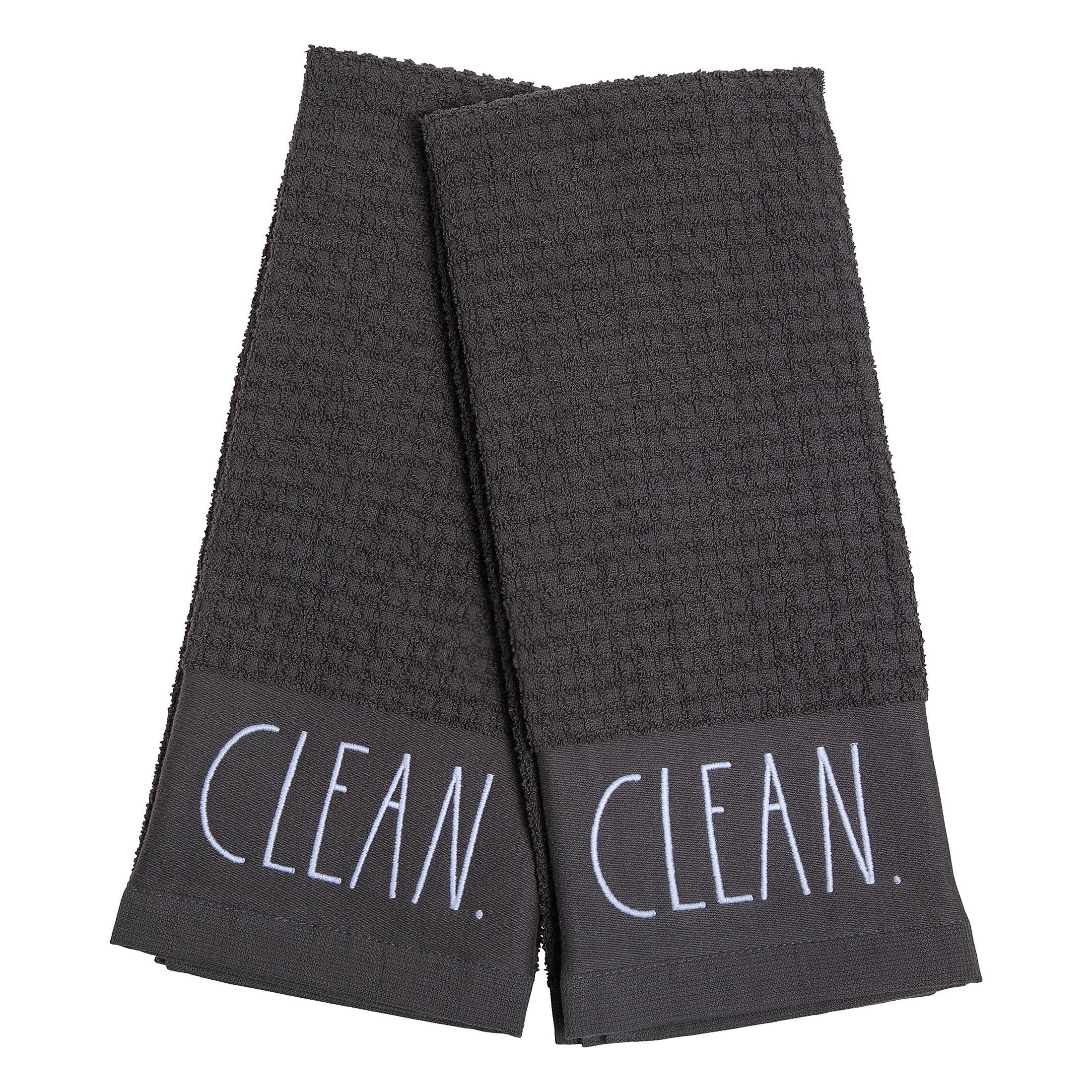 Rae Dunn Clean Kitchen Towel Set, 2 Pack, Gray & White - Walmart.com