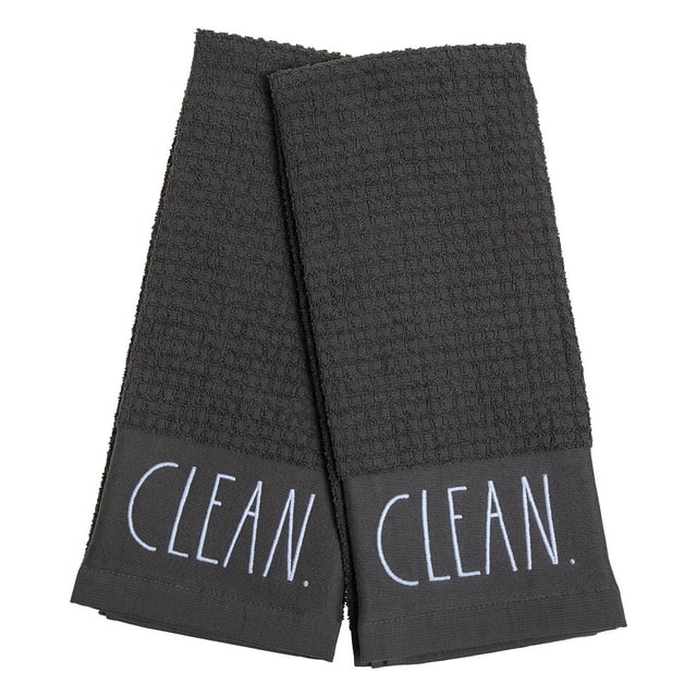 Rae Dunn Clean Kitchen Towel Set, 2 Pack, Gray & White - Walmart.com
