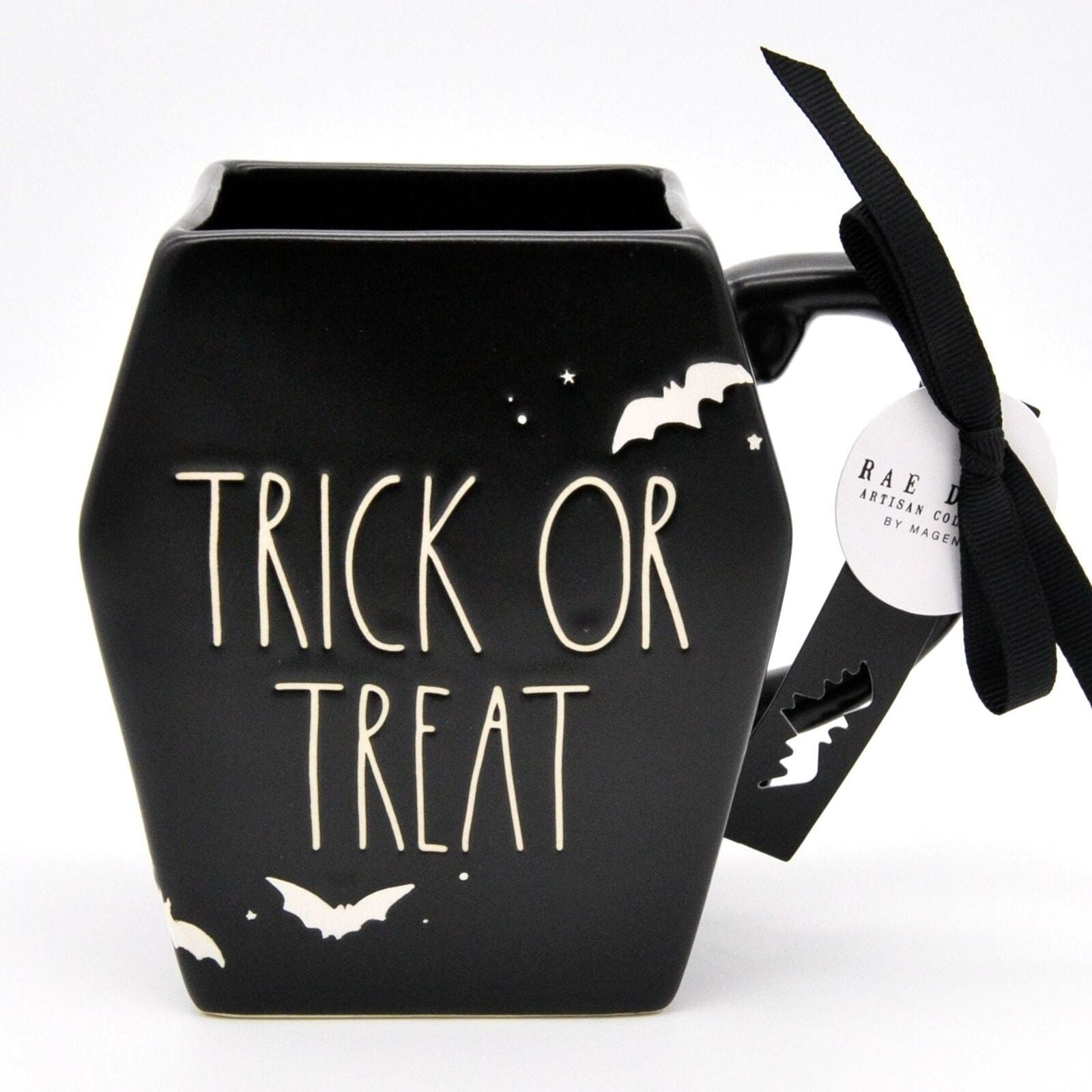 Rae Dunn Coffin Mug, Trick or Treat Bat Mug, 16oz Black Ceramic Coffee ...