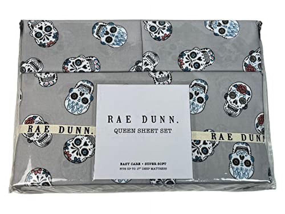Rae Dunn Day of The Dead Skull Queen Size Sheet Set for Halloween Dia ...