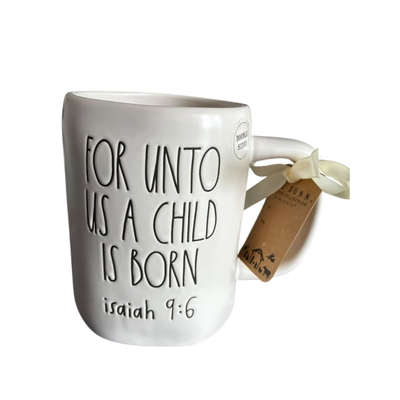 Rae Dunn For Unto Us A Child Is Born Isaiah 9:6 Christmas Mug Double ...