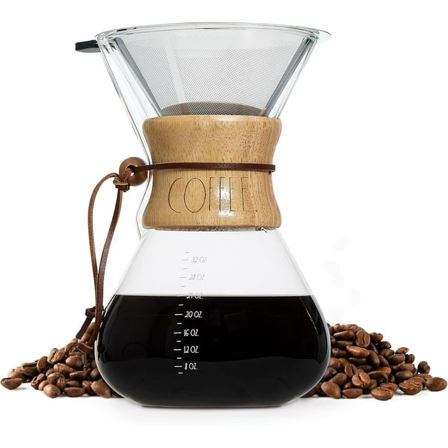 Rae Dunn Glass Pour Over Coffee Maker w/ Stainless Steel Mesh Filter ...