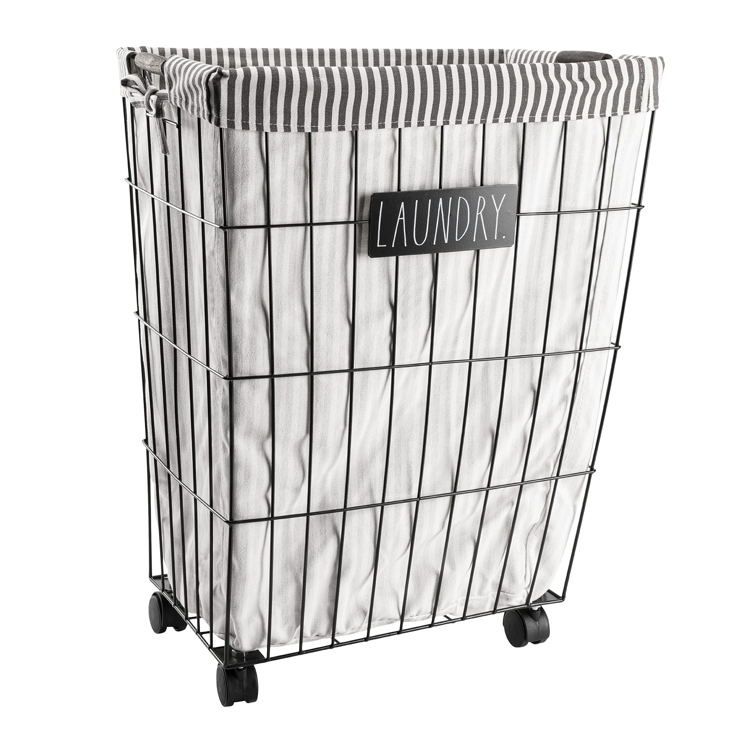 Rae Dunn Heavy Duty Laundry Hamper on Wheels (Wash & Dry) - Galvanized ...