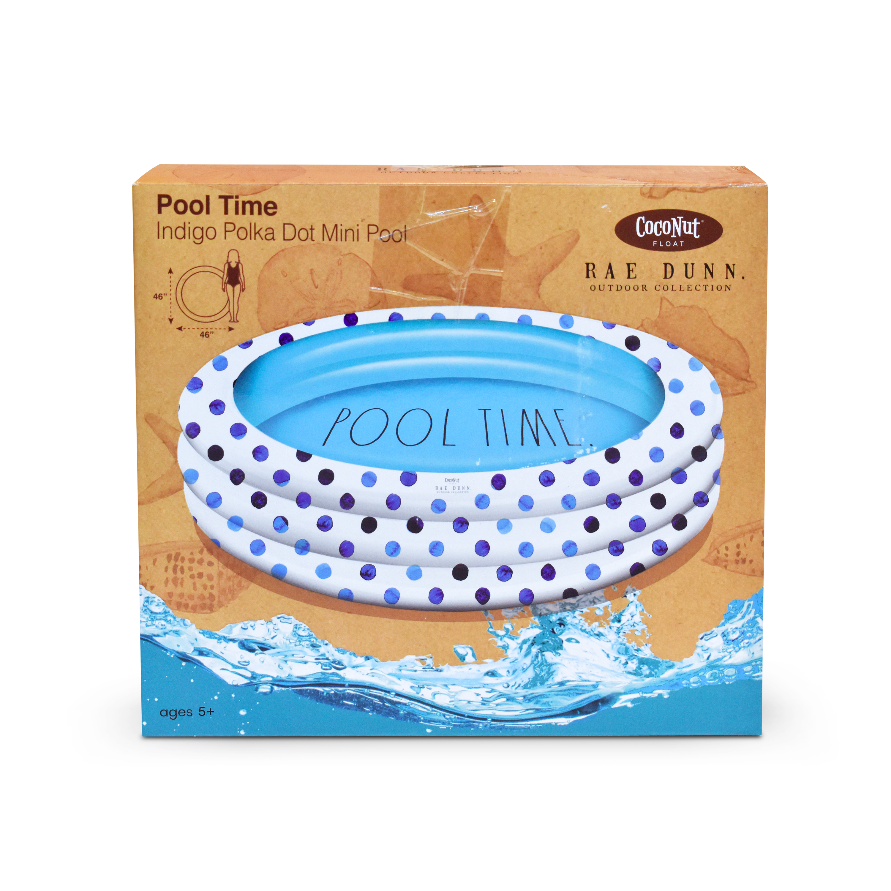 Rae Dunn Indigo Polka Dot Inflatable Mini Pool - Pool Time 38012E ...